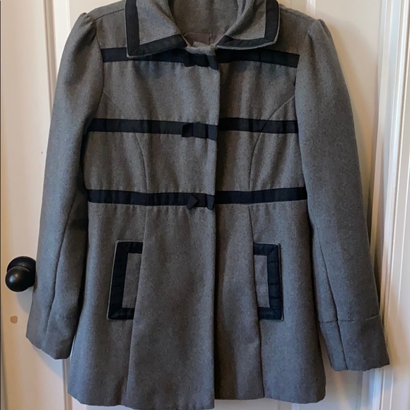 RTS | Jackets & Coats | Rts Girls Grey Coat With Black Ribbon Trim ...